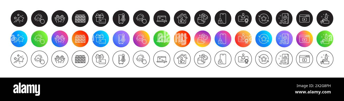Place, Falling star and Boxes shelf line icons. For web app, printing ...