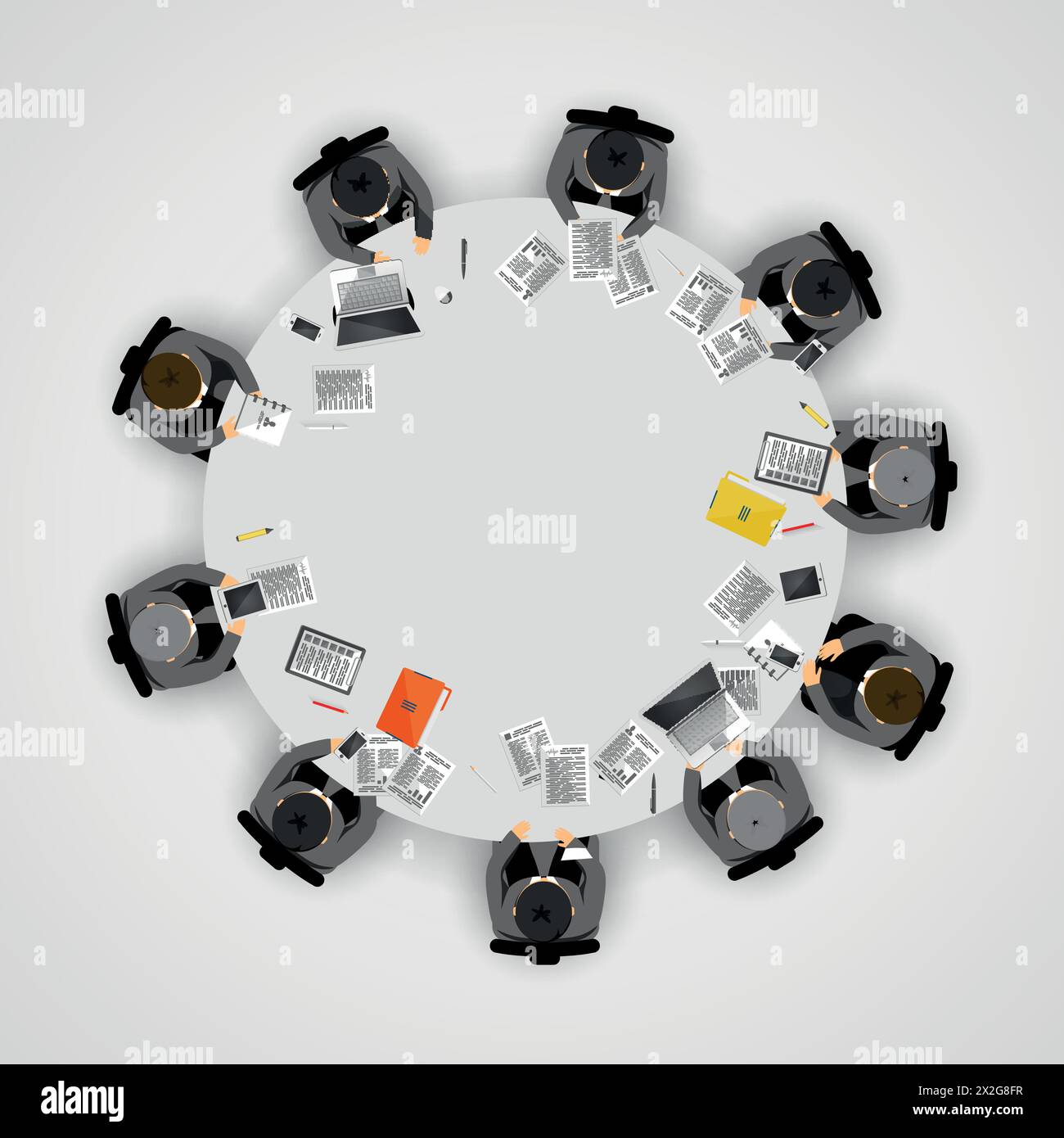 Business people at a round table. Vector illustration Stock Vector ...