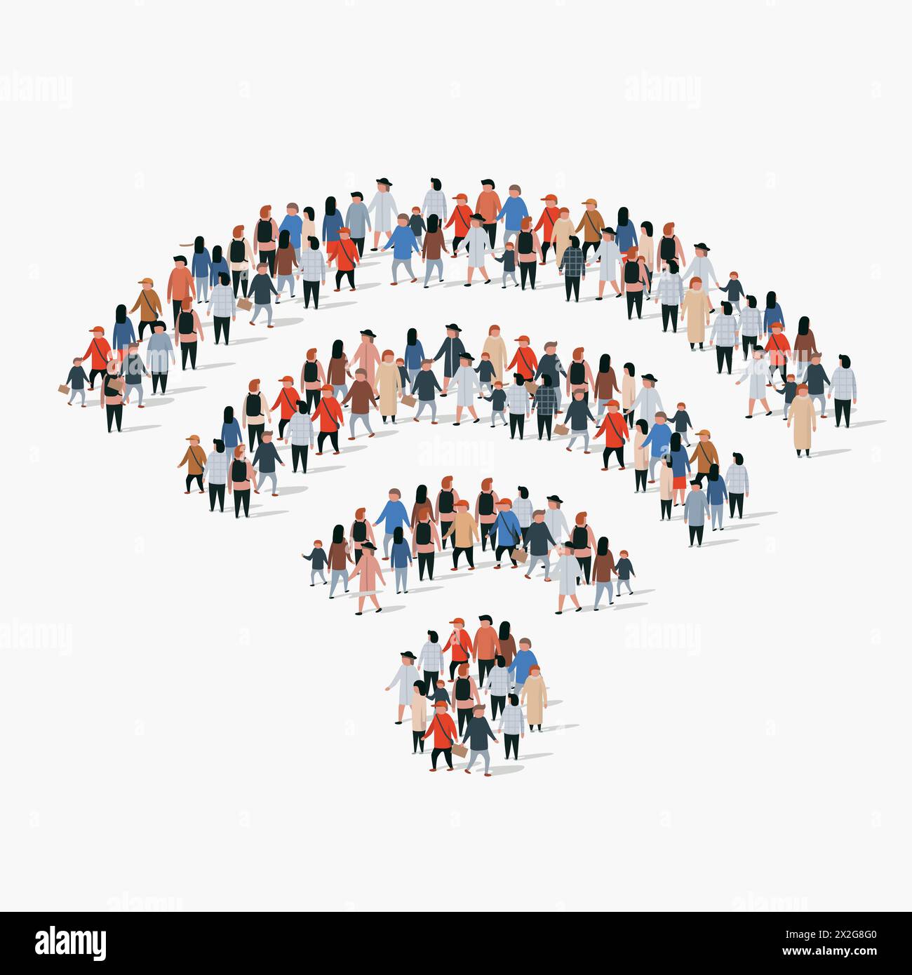 Large group of people in the shape of wi-fi sign. Vector illustration ...