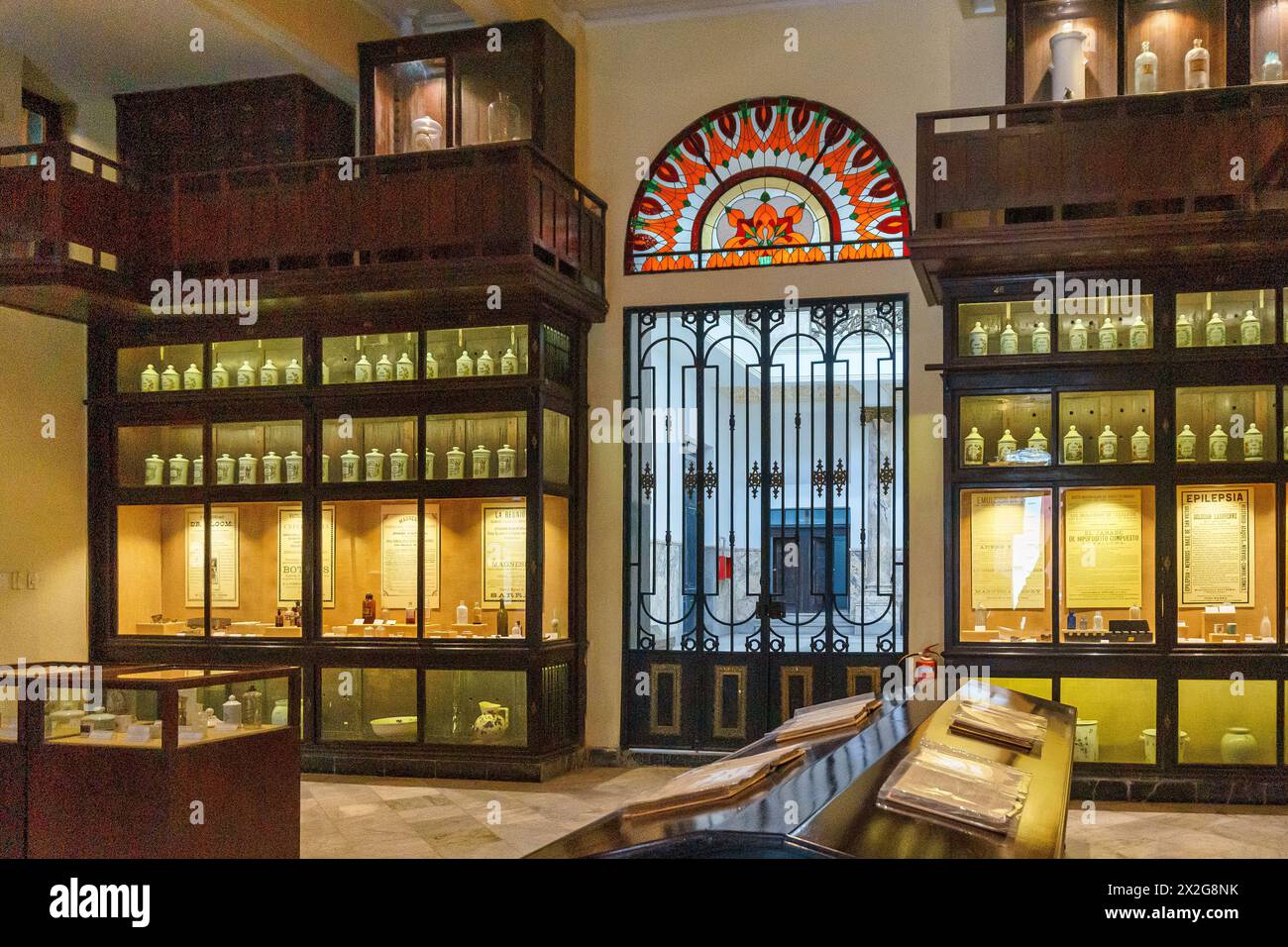 Interior architecture in a colonial pharmacy building, Old Havana, Cuba ...