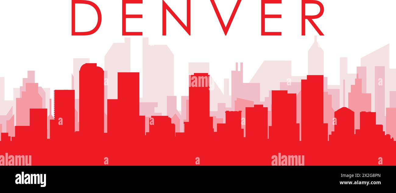 Red panoramic city skyline poster of DENVER, UNITED STATES Stock Vector ...