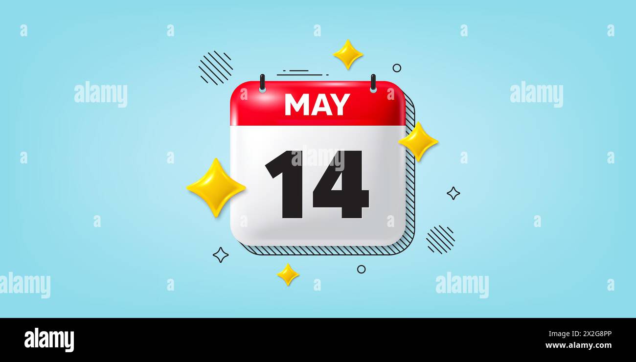 14th day of the month icon. Event schedule date. Calendar date of May ...