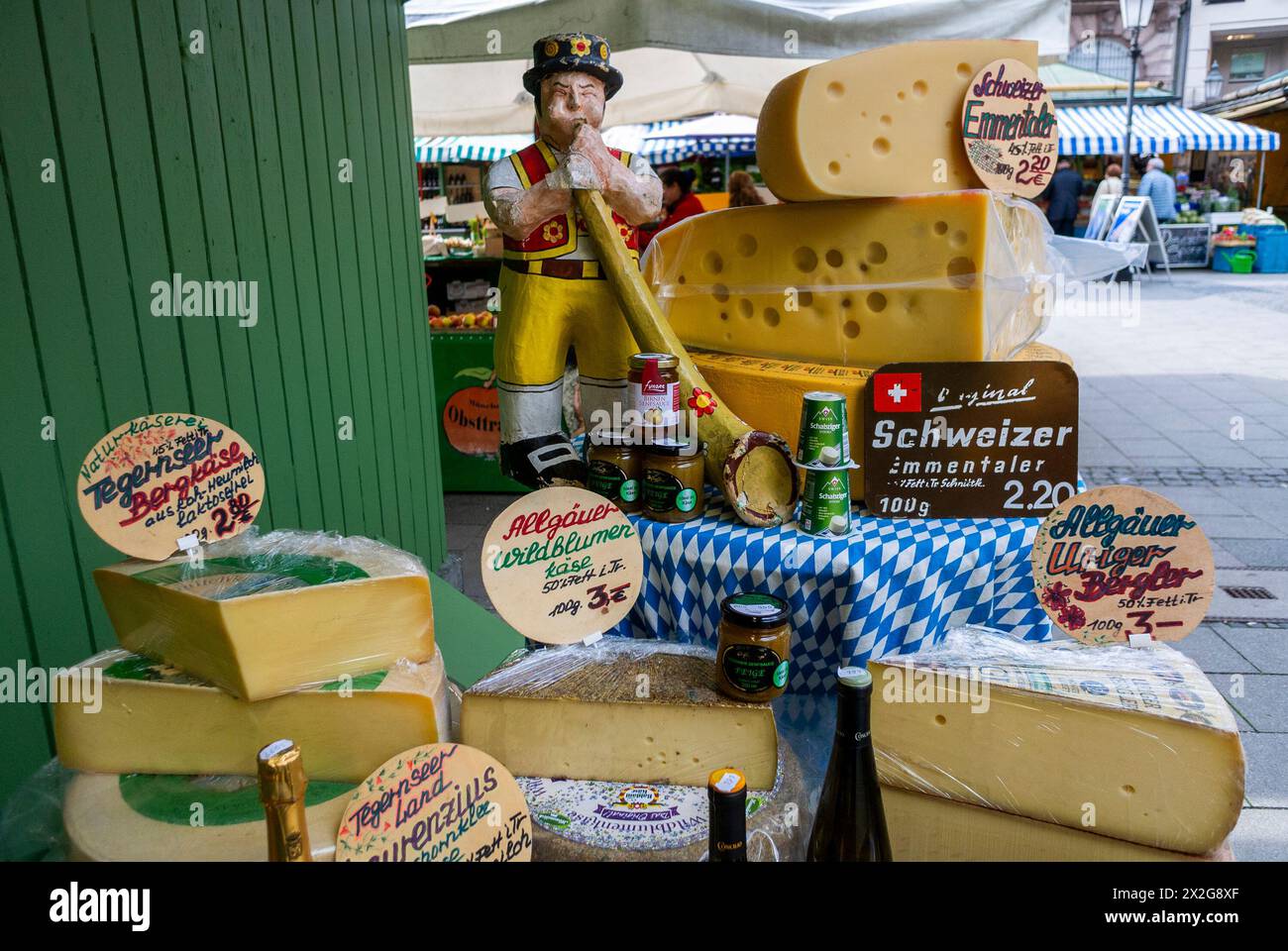 Munich, Germany, Detail, German Cheese Products on Display at Public ...