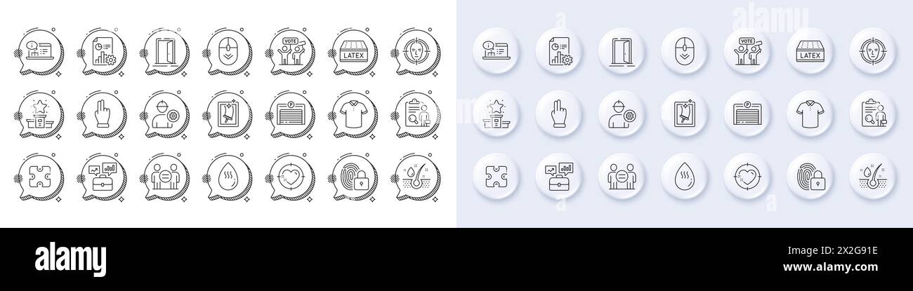 Click hand, Latex mattress and Business portfolio line icons. For web ...