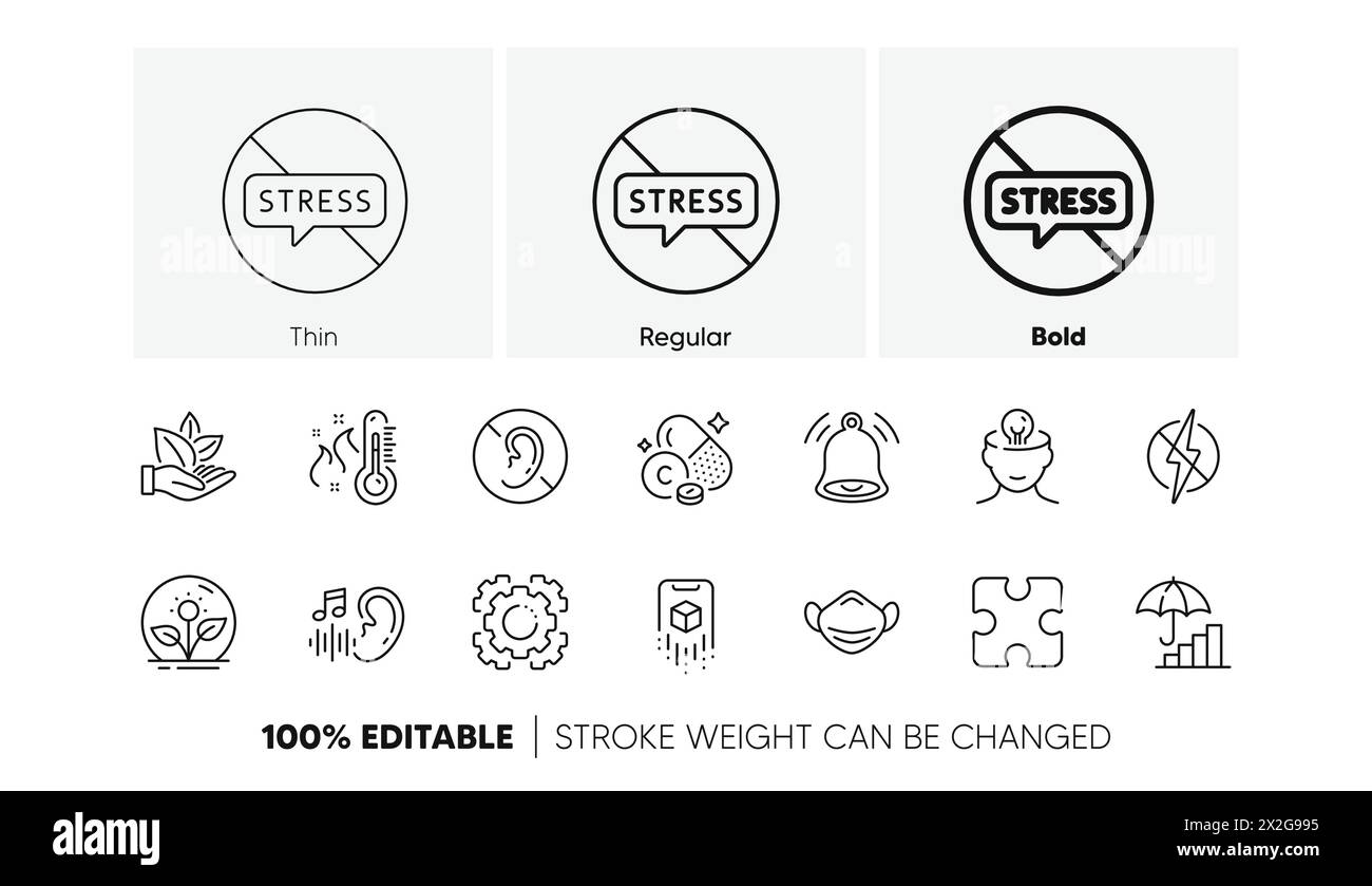 Bell alert, Antistatic and Augmented reality line icons. For web app, printing. Line icons ...