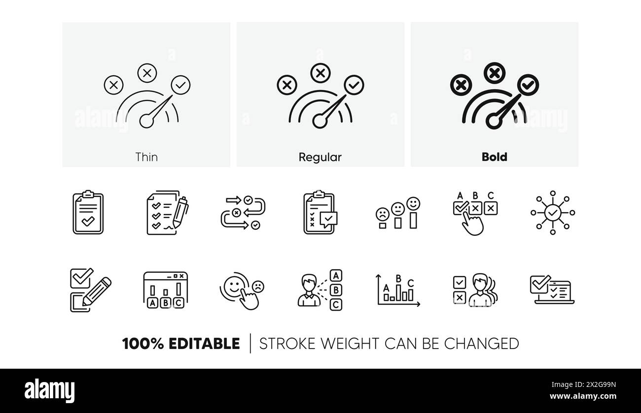 Survey or Report line icons. Opinion, Customer satisfaction and ...