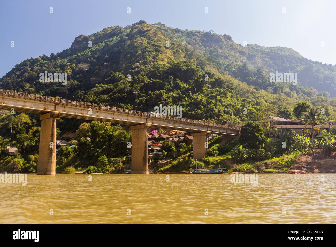 Bridge across Nam Ou river in Nong Khiaw, Laos Stock Photo - Alamy
