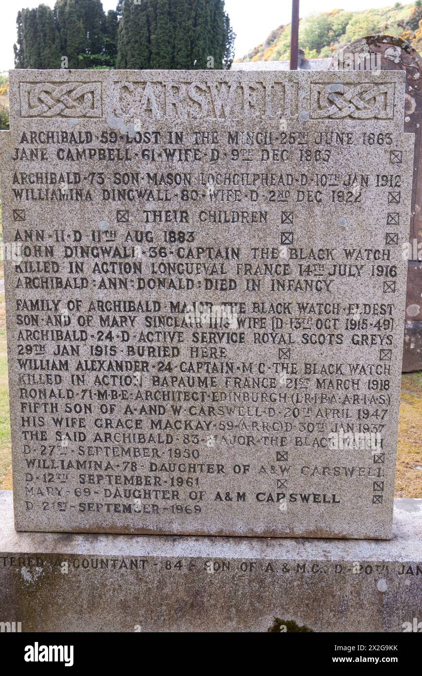 An addition to a gravestone at Kilmichael Glassary Parish Church ...