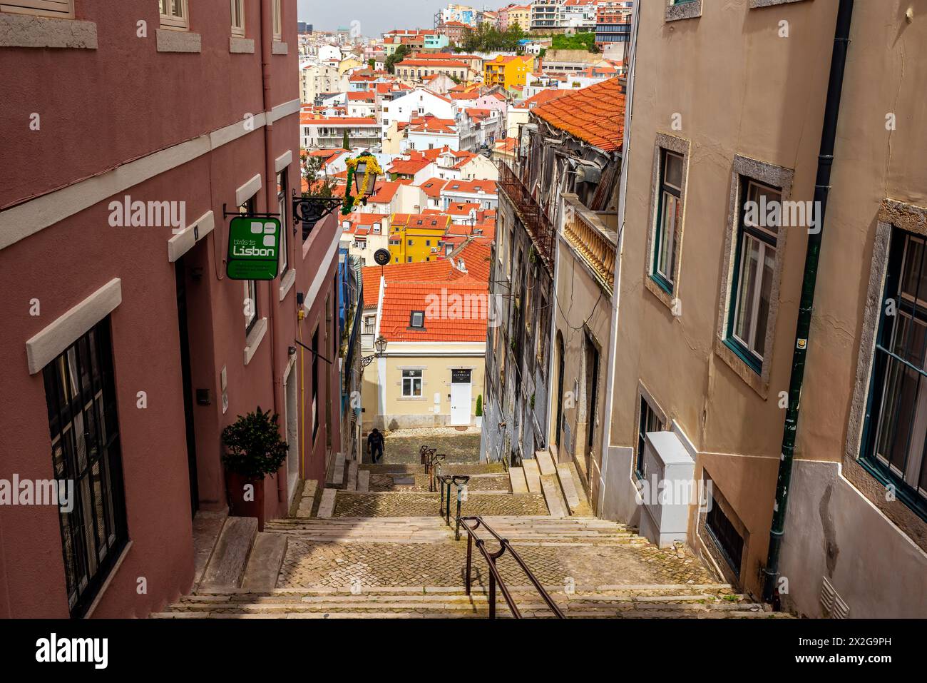 Picruresque streets of Alfama district of Lisbon. Portugal Stock Photo ...