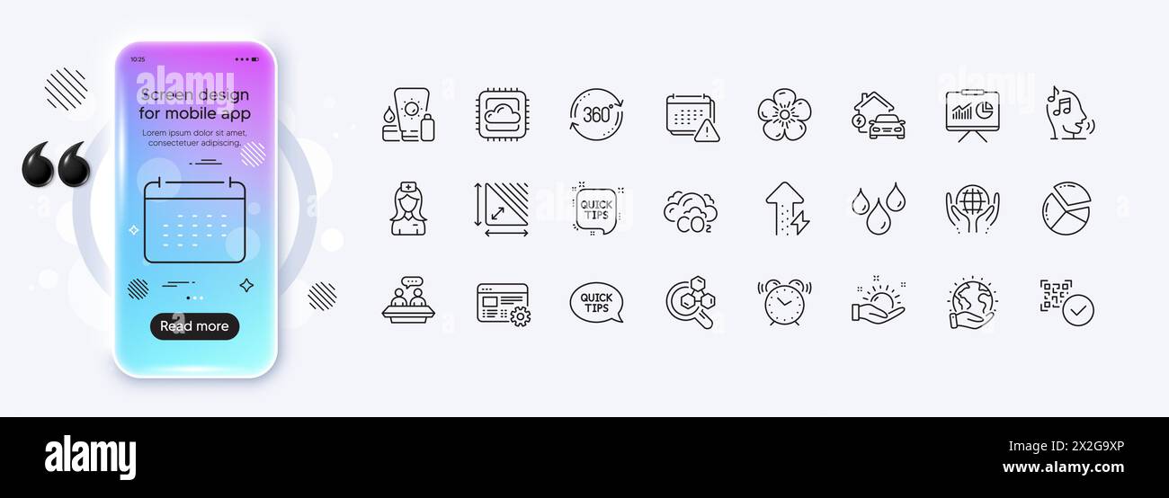 Voicemail, Co2 and Cloud computing line icons for web app. Pictogram ...