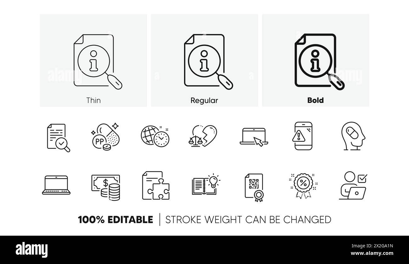 Coins banknote, Divorce lawyer and Notebook line icons. For web app ...