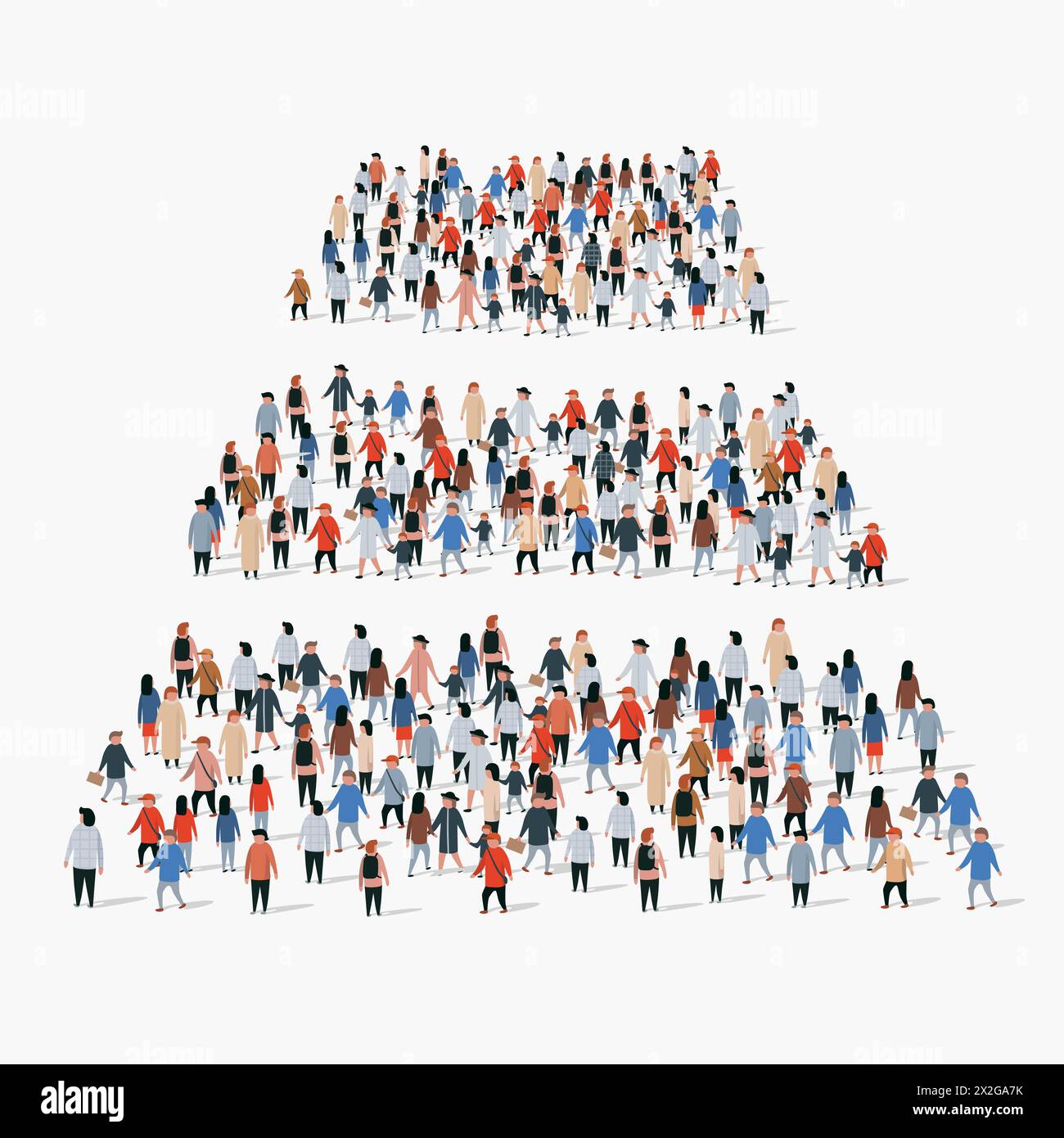 Large group of people in shape of pyramid. Infographics concept. Vector ...