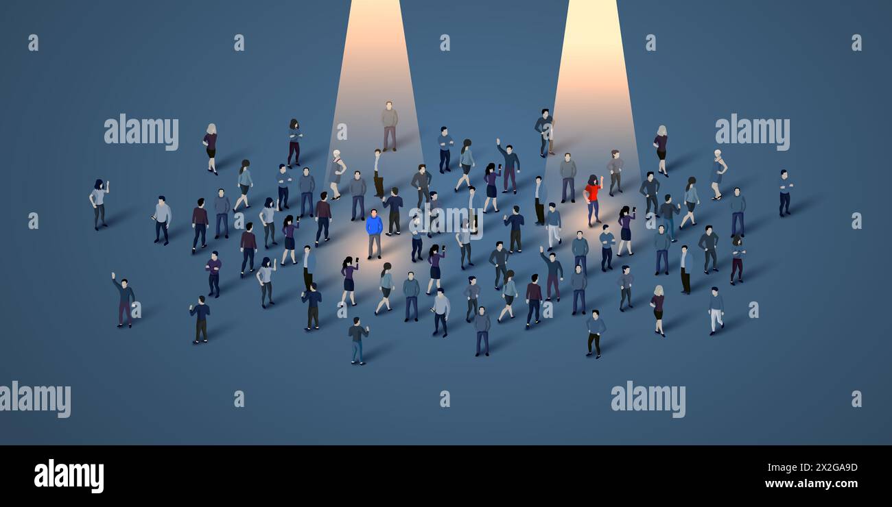 Unique person in a crowd. HR and recruitment concept. Vector ...