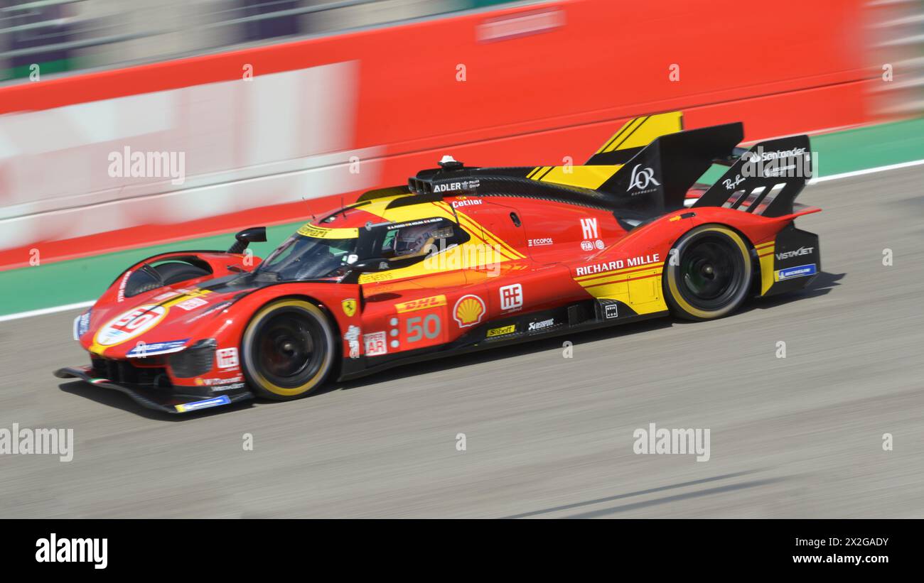 Imola, 21 April 2024: Ferrari in action at WEC FIA World Endurance Championship in Imola, Italy ...