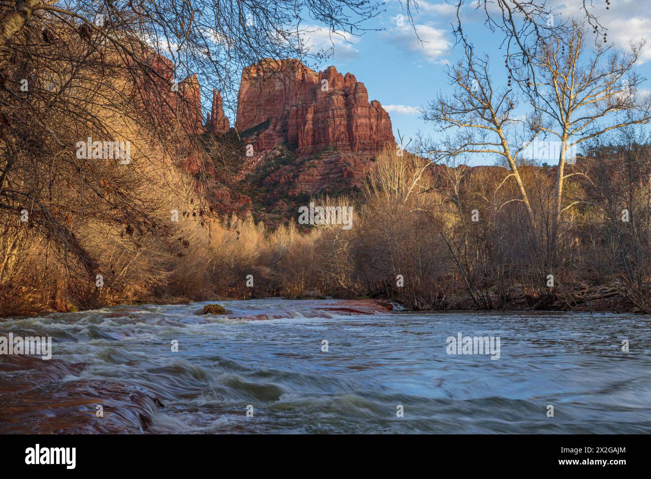 Cathedral Rock sandstone formations tower over Oak Creek at the ...