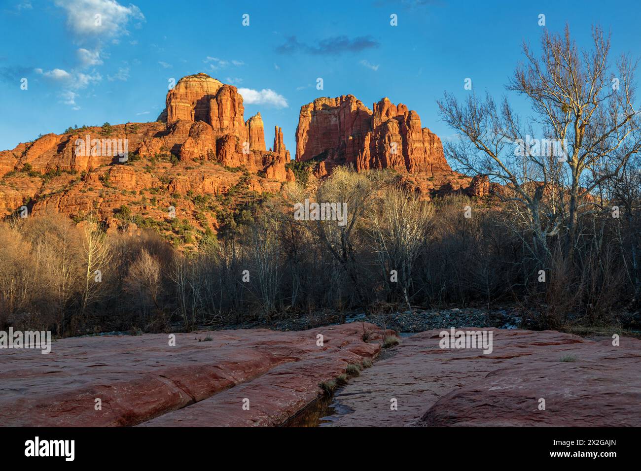 Cathedral Rock sandstone formations tower over Oak Creek at the ...