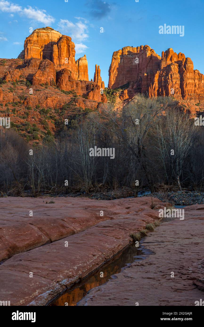 Cathedral Rock sandstone formations tower over Oak Creek at the ...