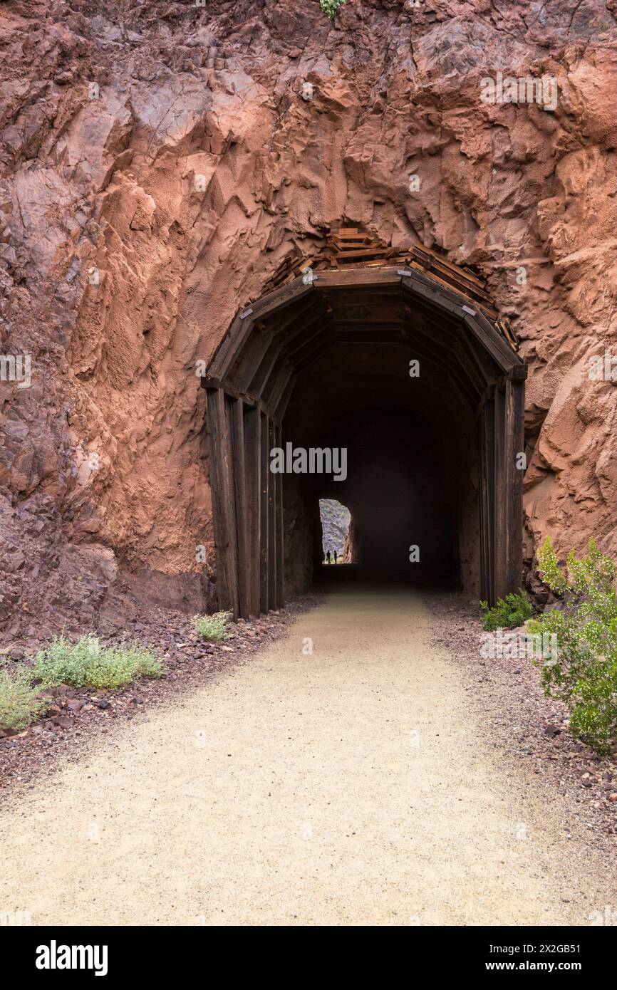 Entrance to one of several railroad tunnels along the Historic Railroad ...