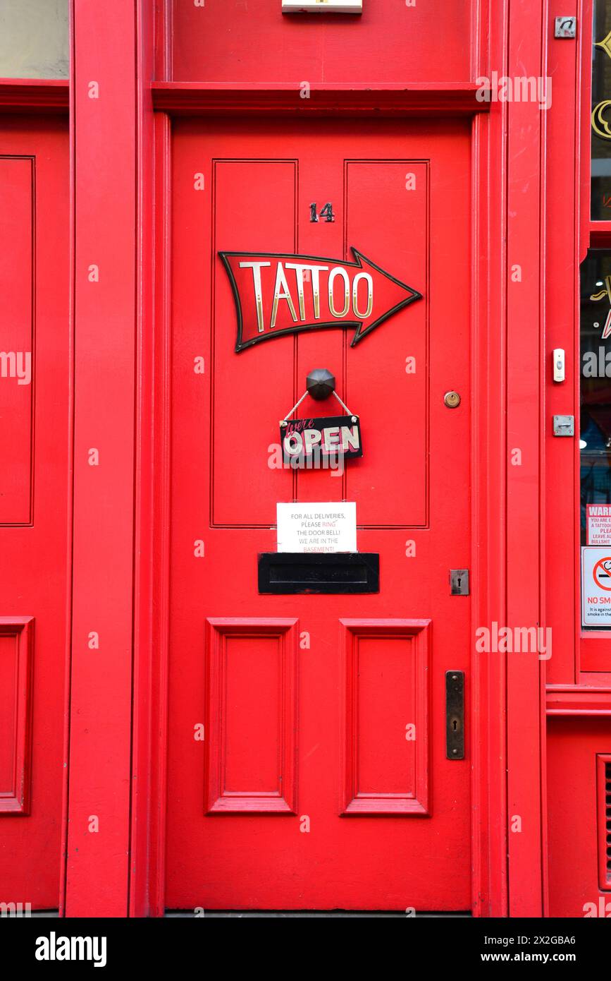 Door to a Tattoo Parlour in London Stock Photo - Alamy
