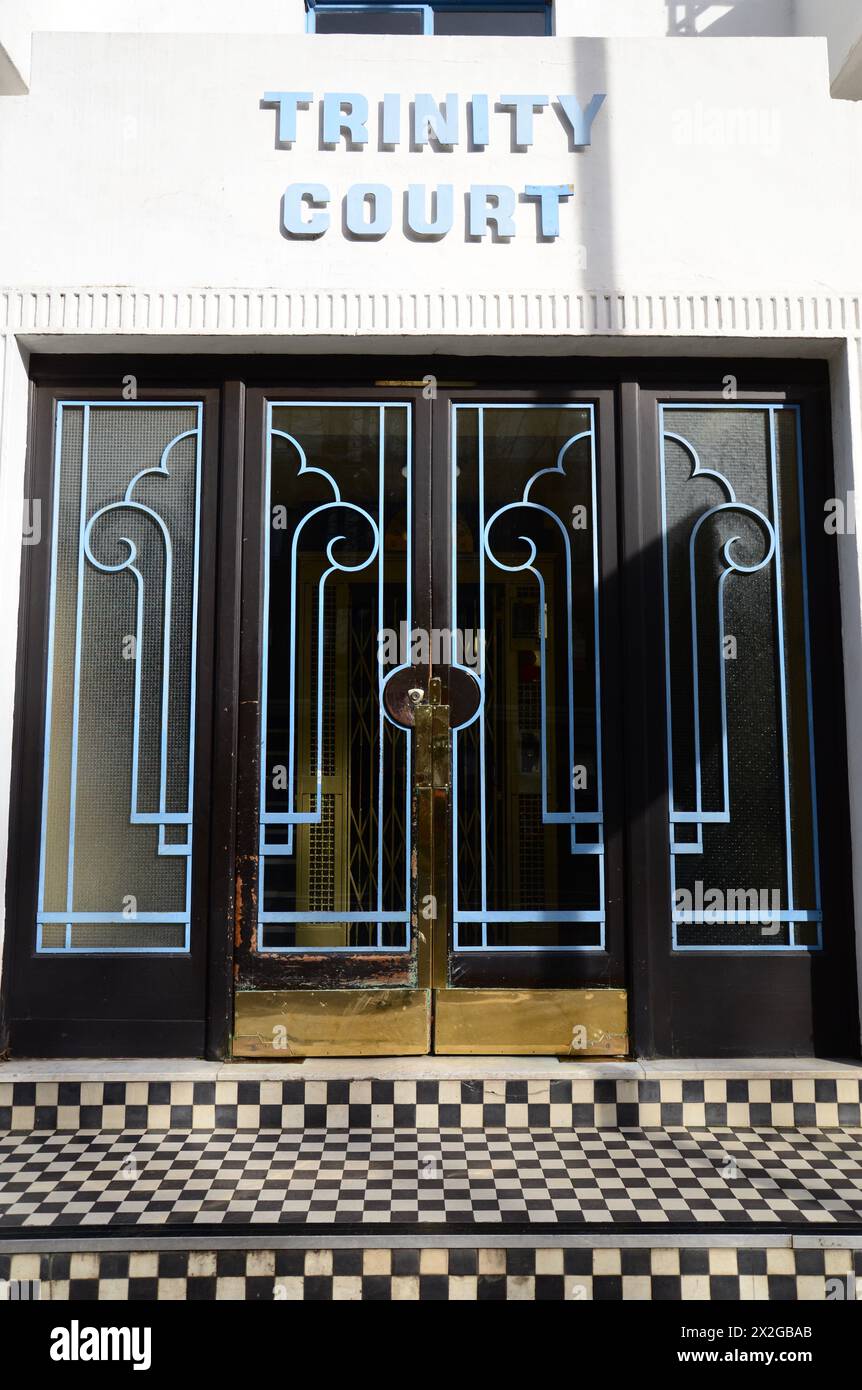 Art Deco Door Entrance to Trinity Court, Kings Cross, London Stock ...