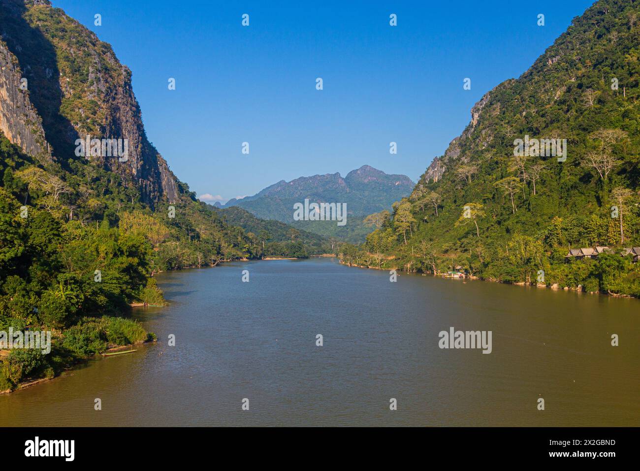 Nam Ou river in Nong Khiaw, Laos Stock Photo - Alamy
