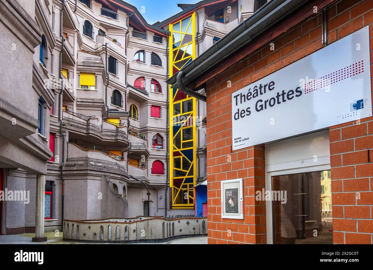 Geneva, Switzerland - April 5, 2024: Theatre des Grottes and The ...