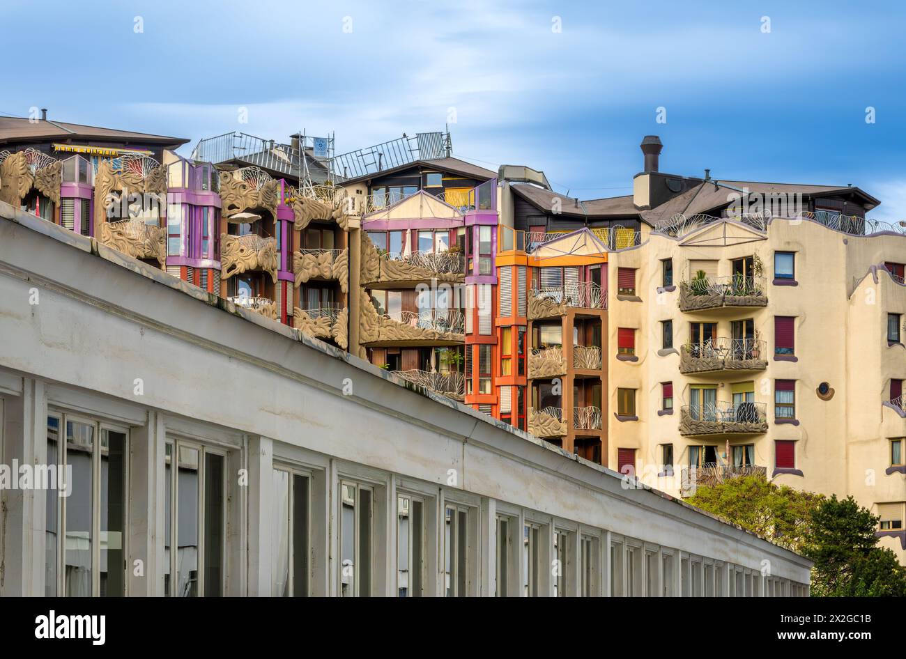 Geneva, Switzerland - April 5, 2024: The Schtroumph Buildings. Three ...