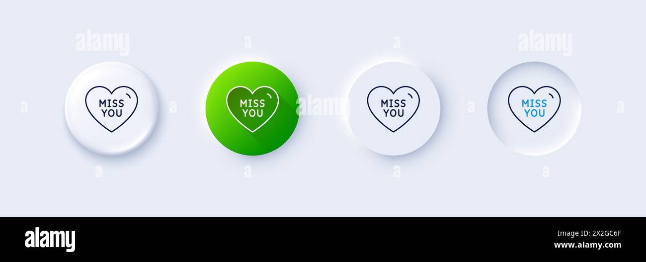 Miss you line icon. Sweet heart sign. Valentine day love. Line icons ...