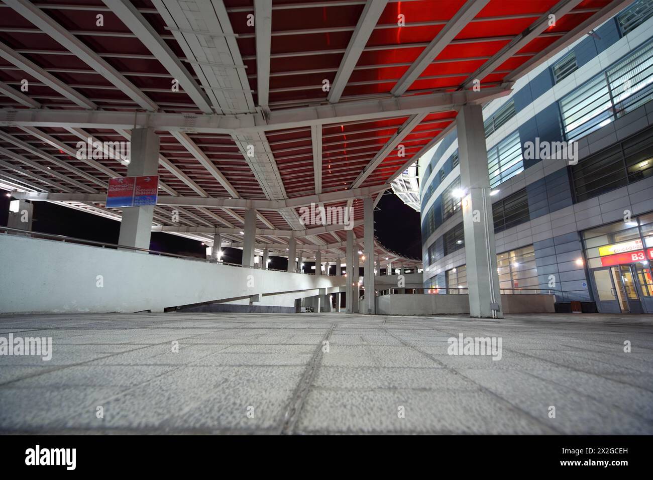 modern building, stadium, sports building at night, red ceiling Stock ...