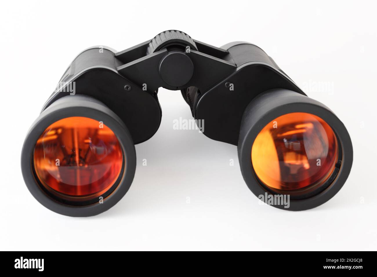 Optical equipment for searching on white background; orange reflection ...