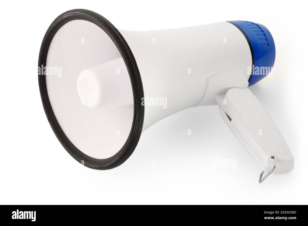 Handheld megaphone on white background, as used in public speaking ...