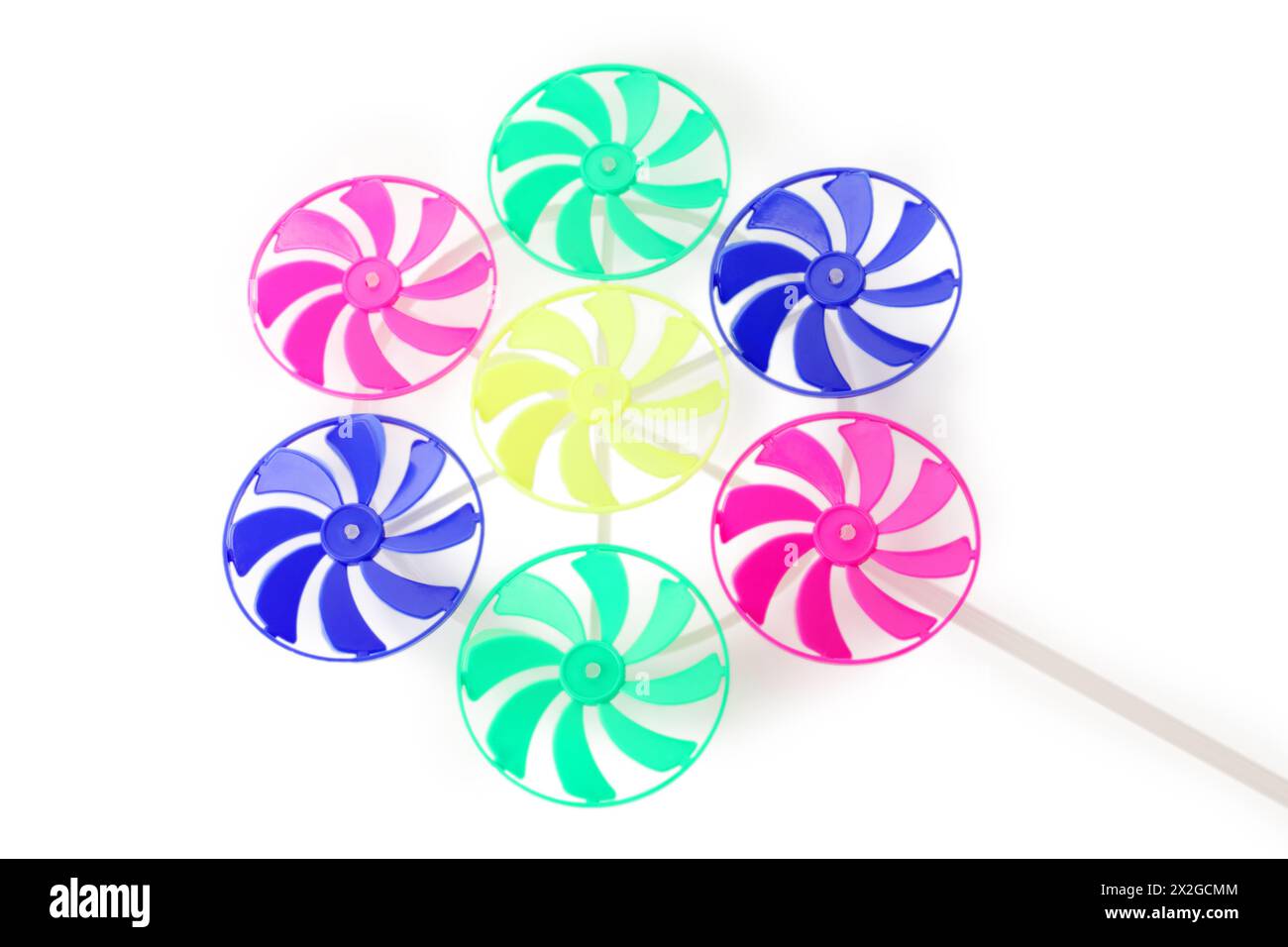 Children multi-colored toy which consists of seven windmills Stock ...