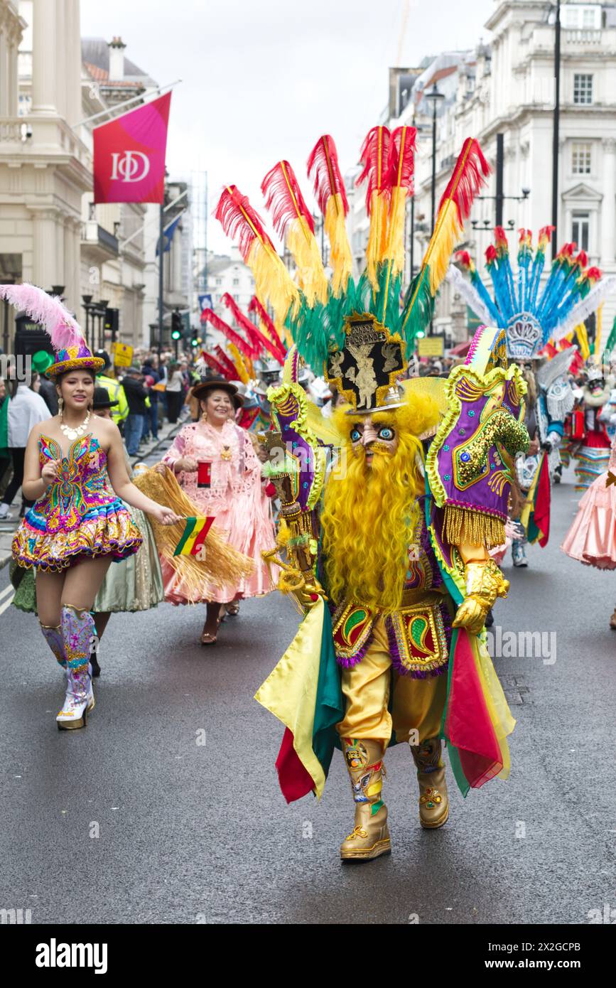Bolivian dancers wear colourful traditional dress at the St Patrick's ...