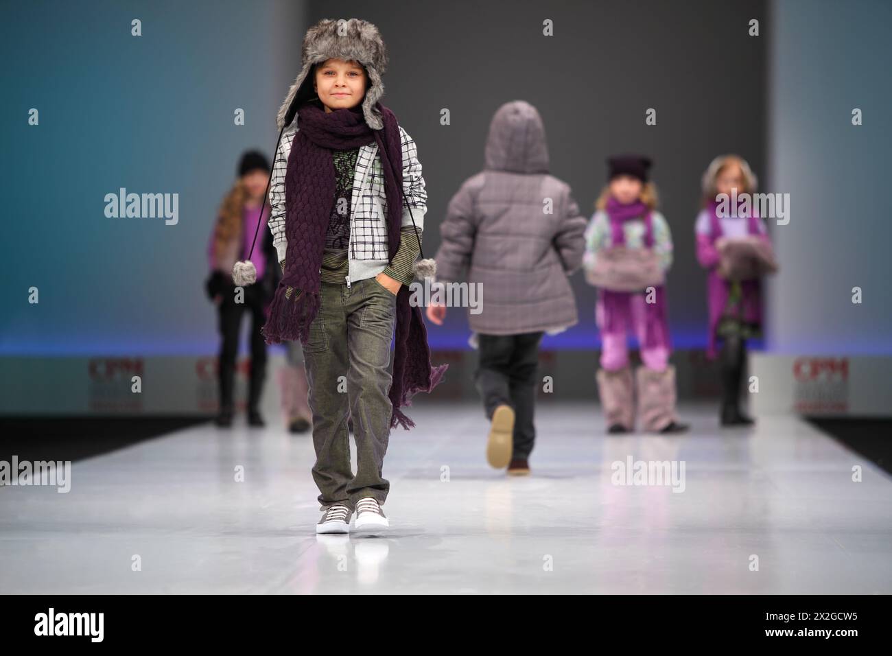 MOSCOW - FEBRUARY 22: Unidentified beautiful child models wear fashions ...