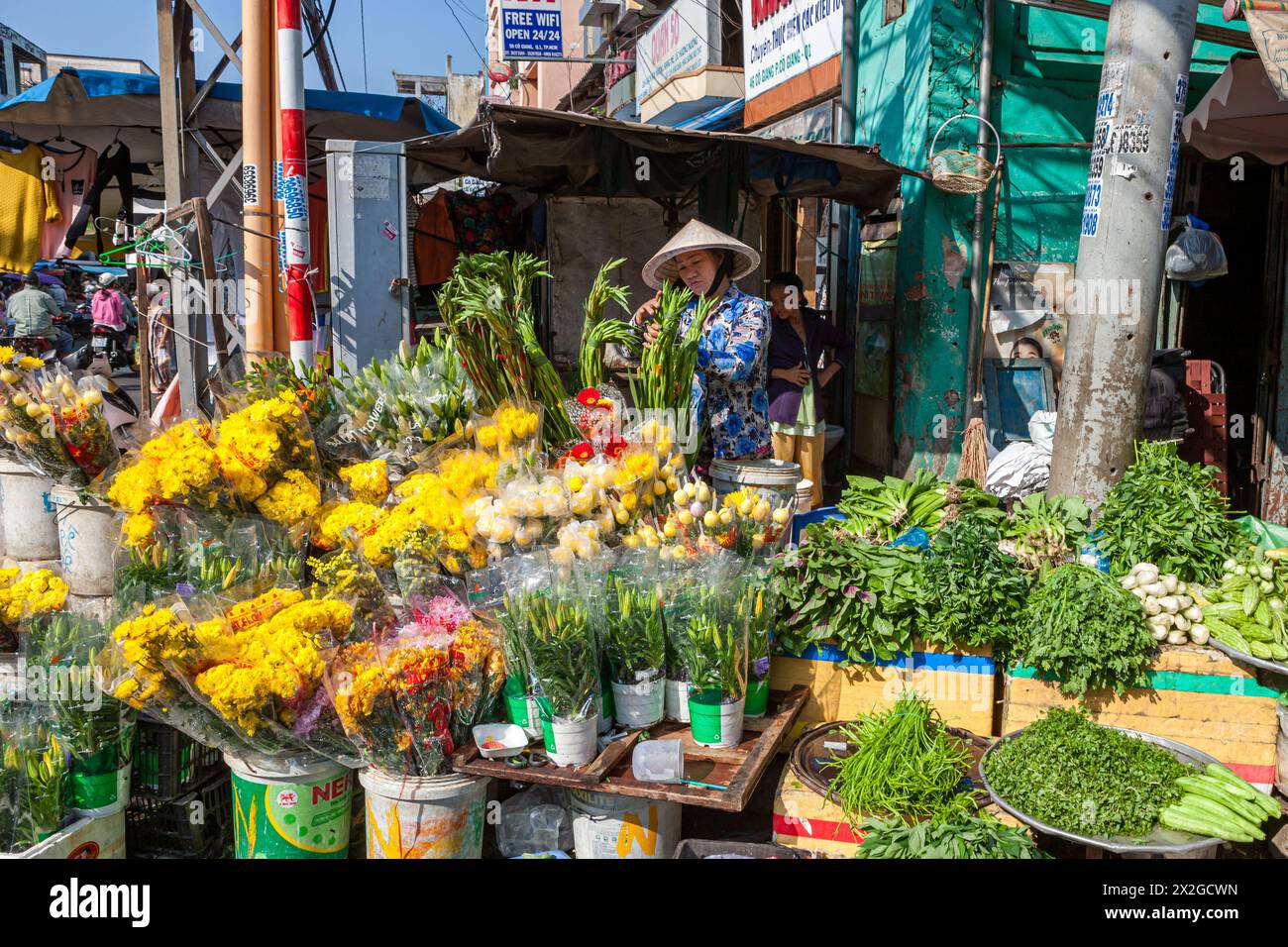 Vietnam, Ho Chi Minh City, Saigon, Flower shop in the street Stock ...
