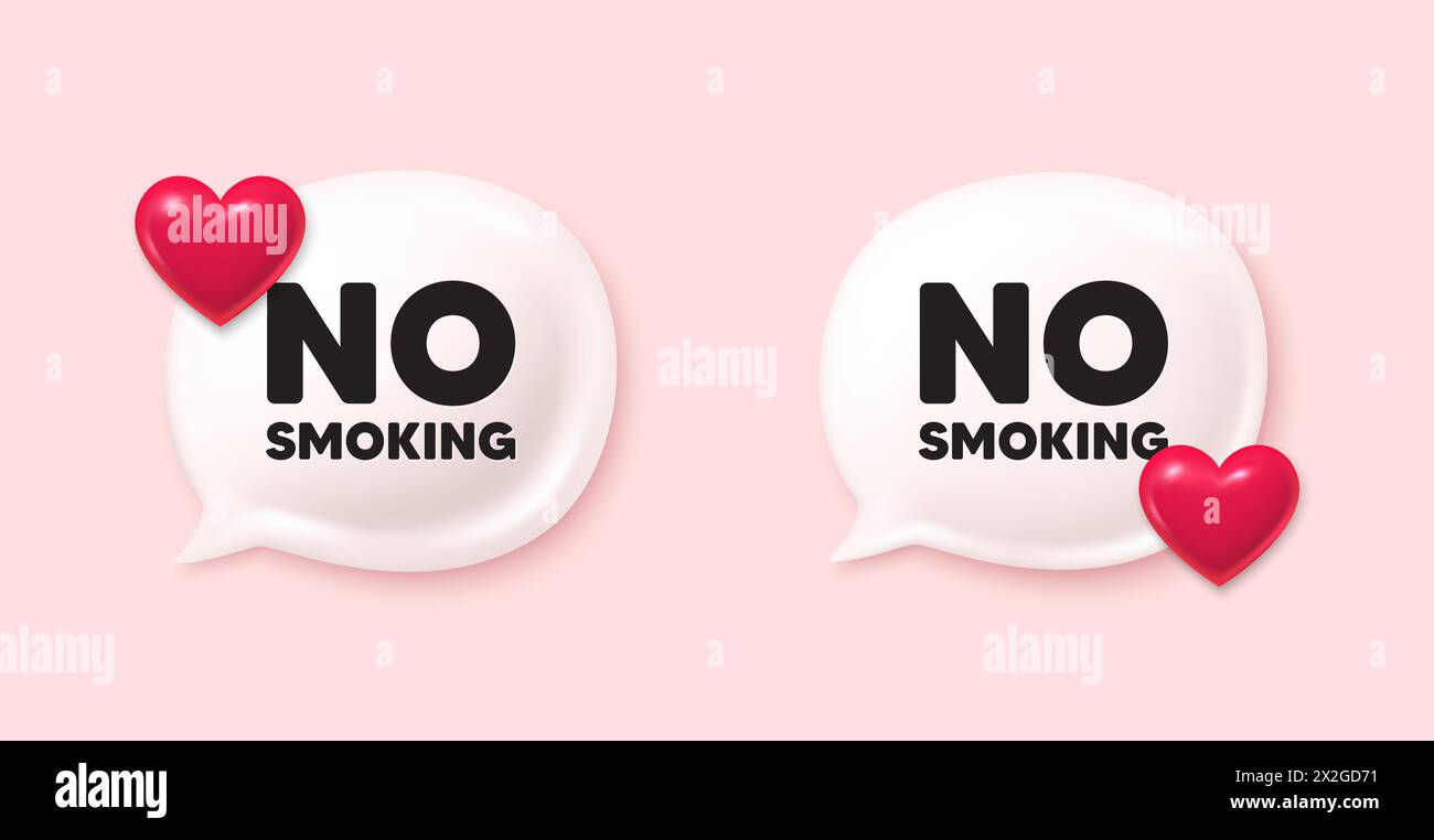 No smoking tag. Stop smoke sign. Chat speech bubble 3d icons. Vector ...