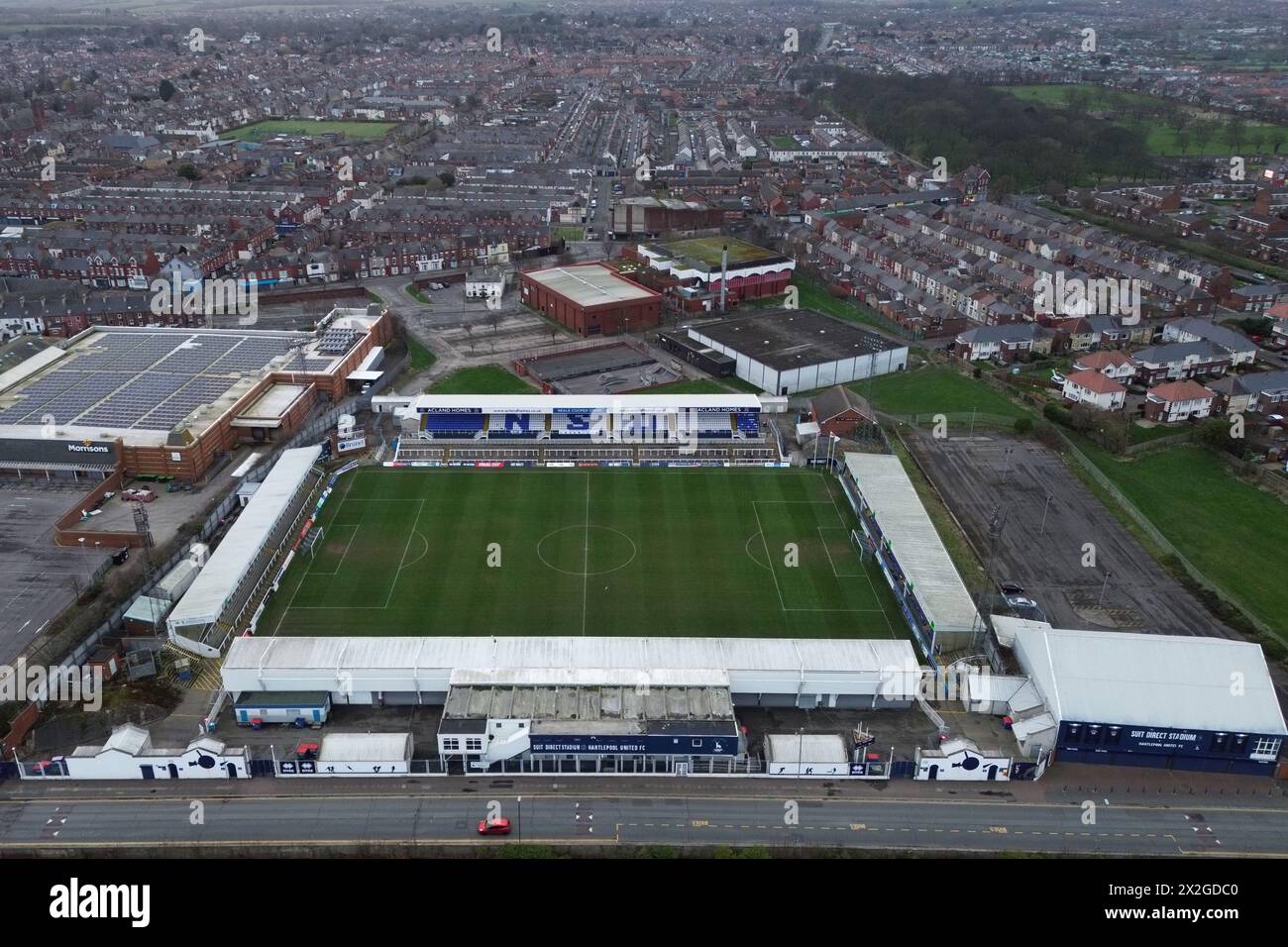 An aerial view of Hartlepool United's Suit Direct Stadium in Hartlepool ...