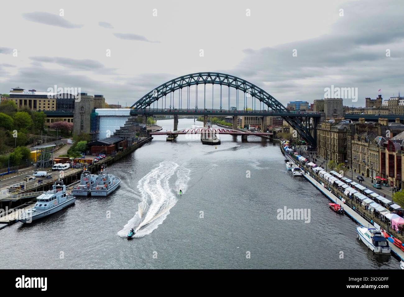 An aerial view of the Tyne Bridge which spans the River Tyne to link ...
