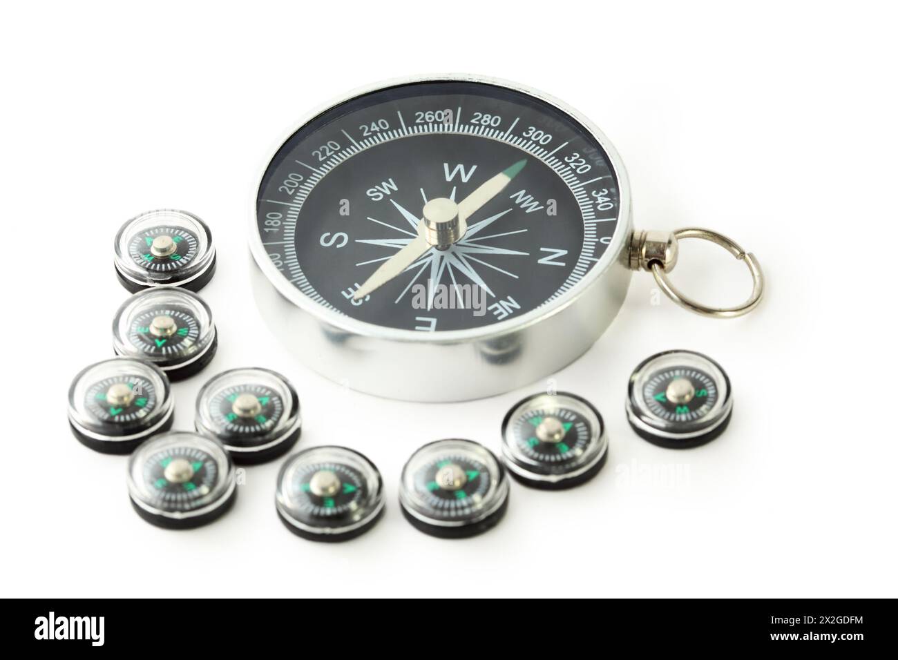 big compass with eigth black small compasses isolated on white Stock ...