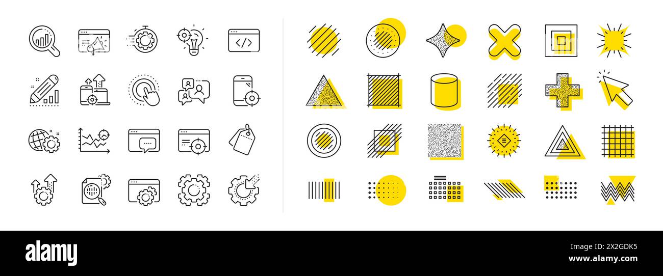 Seo line icons. Website stats, Target and Increase sales. Design ...