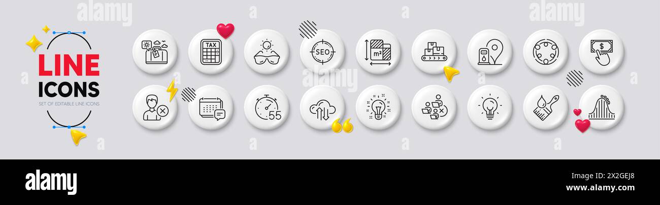Inclusion, Roller coaster and Energy line icons. For web app, printing ...