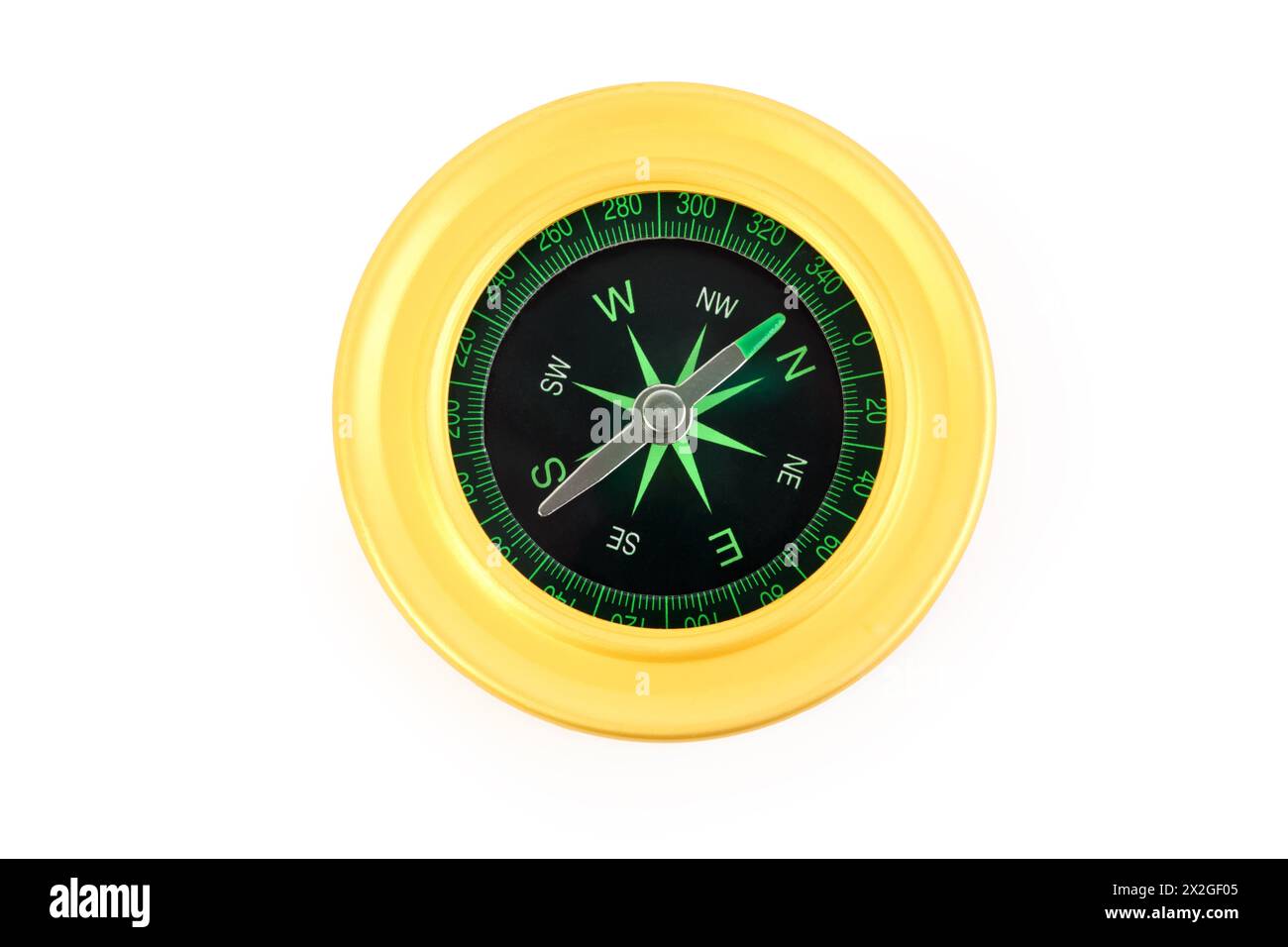 bright yellow and black compass isolated on white background Stock ...