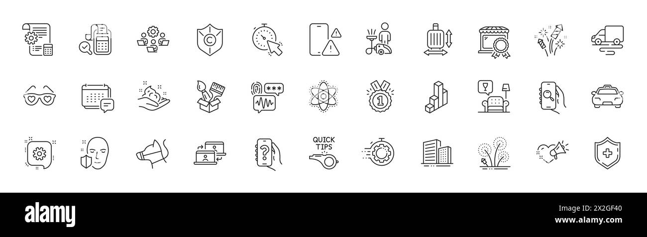 Love message, Buildings and Medical shield line icons. For web app, printing. Line icons. Vector ...