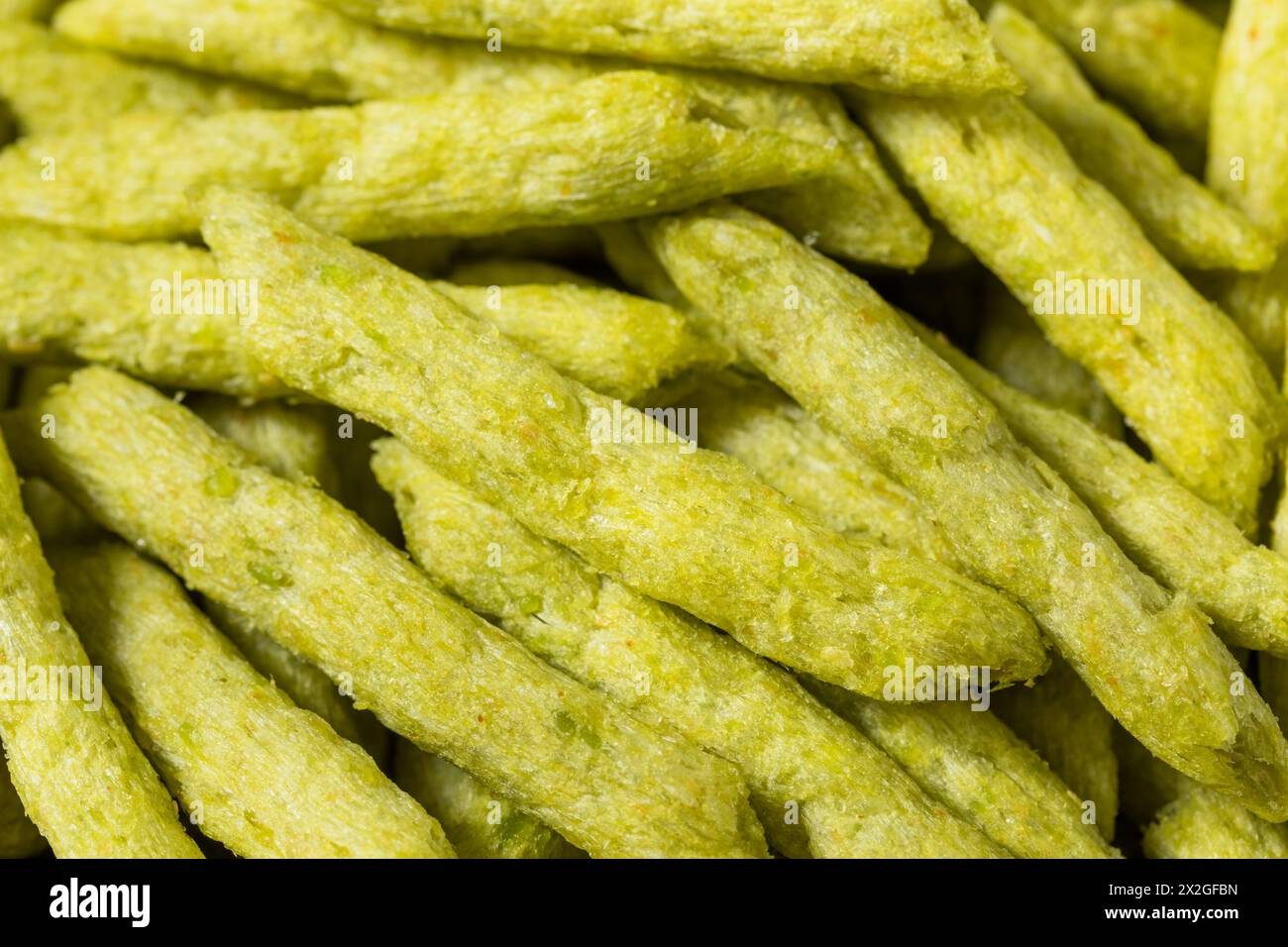 Fried Snap Pea Crisps Chips with Sea Salt Stock Photo - Alamy