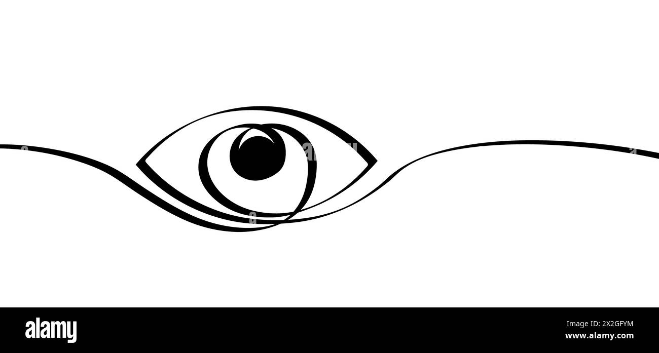 Cartoon open eye line pattern. human eye icon or logo. Smile eyes and ...