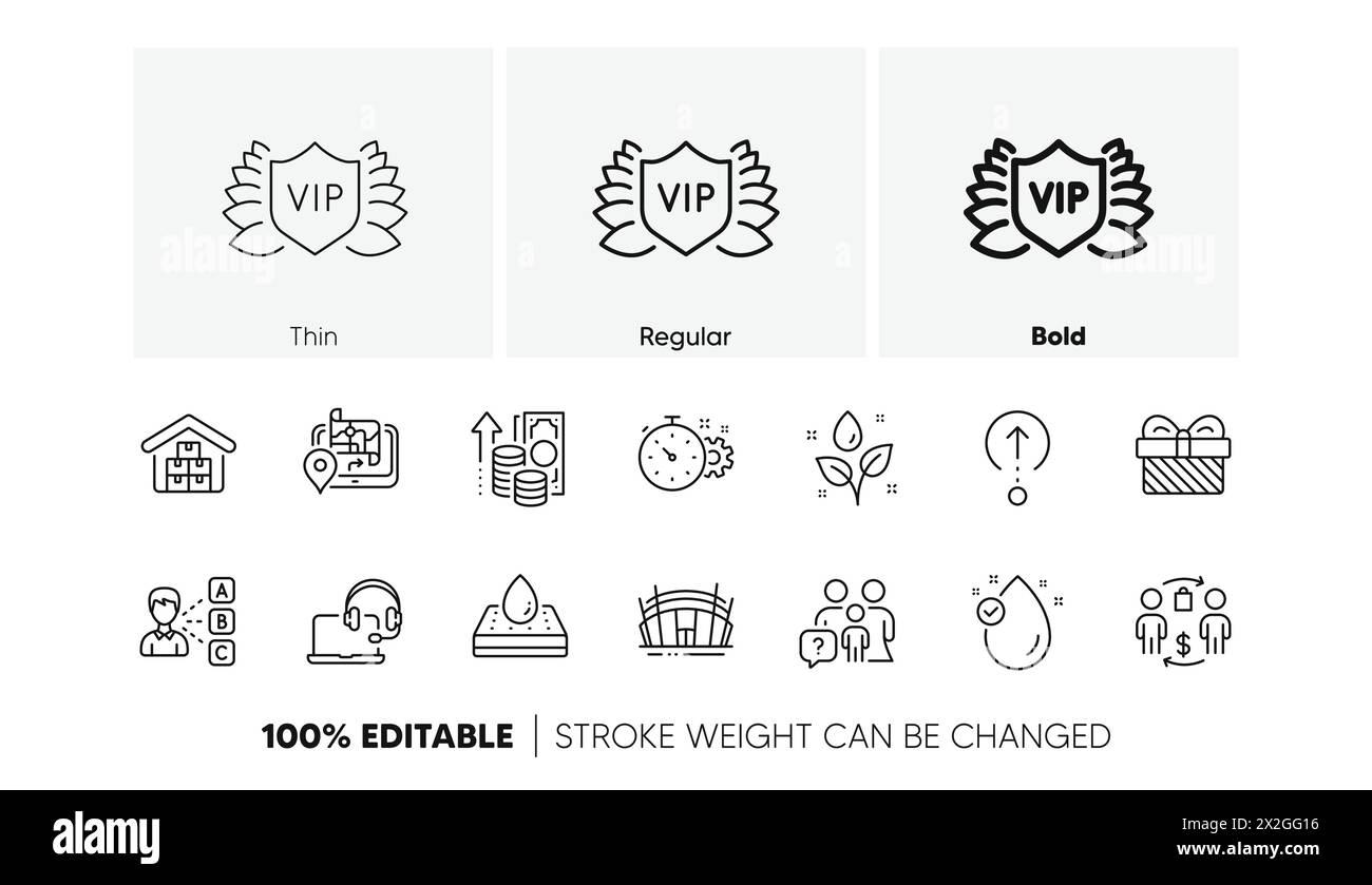 Inflation Cogwheel Timer And Waterproof Mattress Line Icons For Web