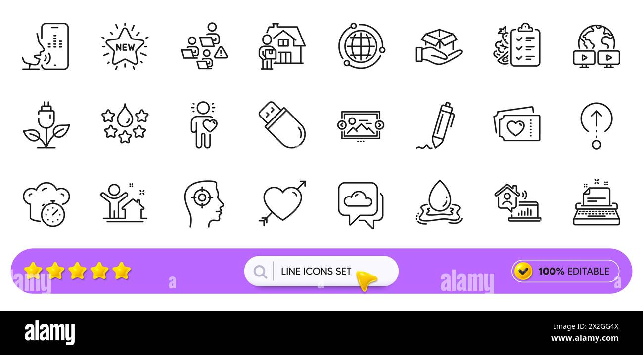 Usb stick, Love and Work home line icons for web app. Pictogram icon ...