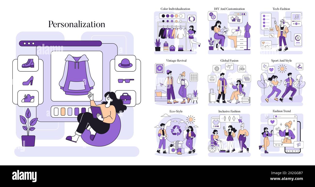 Personalization Concept Set Exploring Various Fashion Styles And Customization Options Online