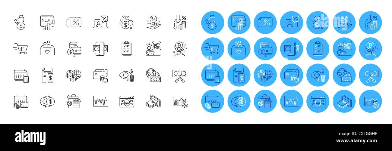 Difficult stress, Payment and Discount banner line icons pack. For web ...