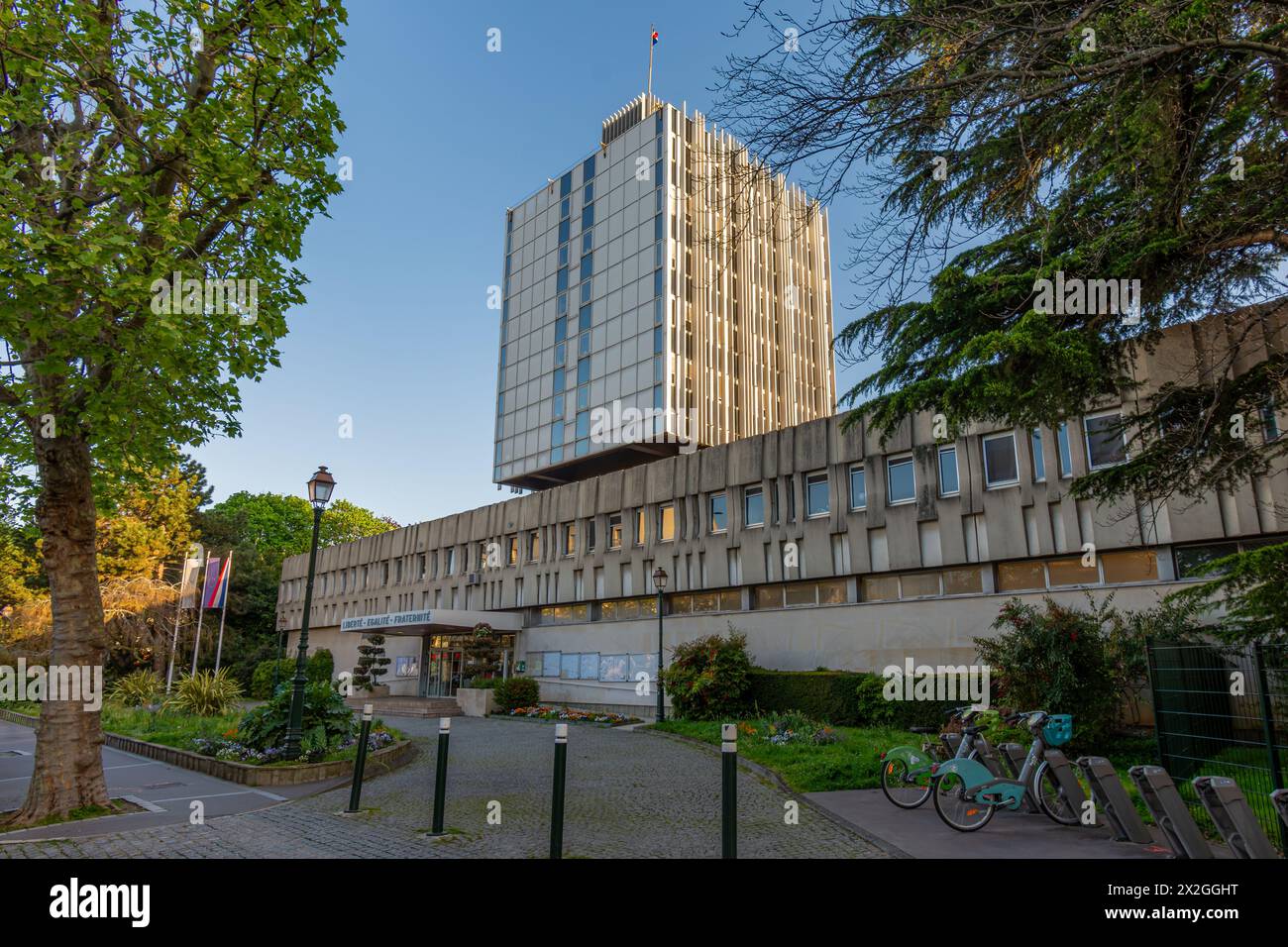 Exterior view of the city hall of La Garenne-Colombes, a town of the ...